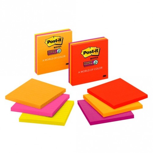 POST-IT CUBO 3 X 3 NEON 390 HOJAS CON PORTANOTAS